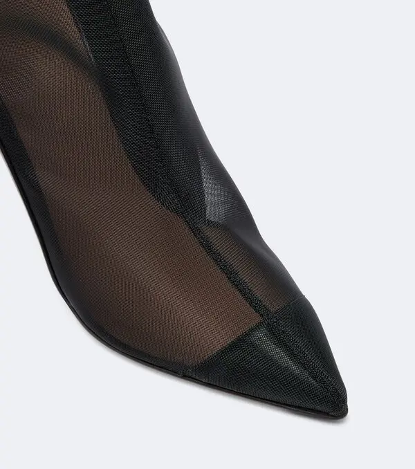 MALONE SOULIERS Arc Pointed Toe Mesh And Leather Ankle Boots