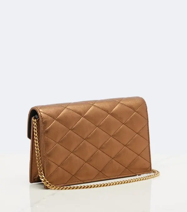 Saint Laurent Paris Metallic Leather Wallet On Chain