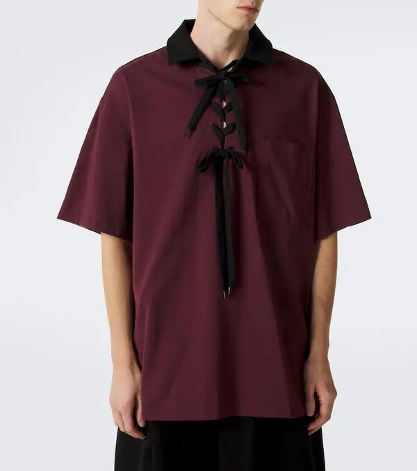 Simone Rocha Lace-up Cotton Polo Shirt