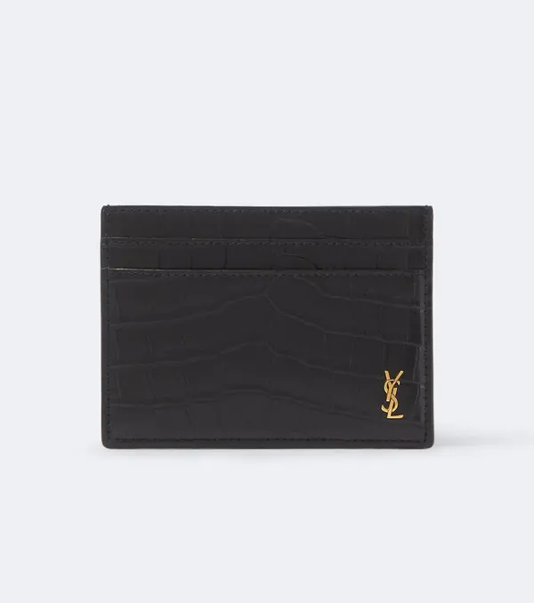Saint Laurent Cassandre Croc-effect Leather Card Holder