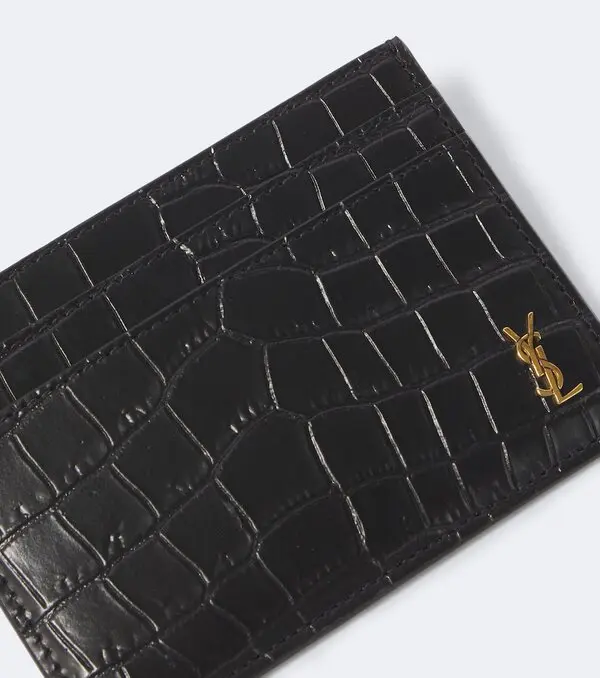 Saint Laurent Cassandre Croc-effect Leather Card Holder