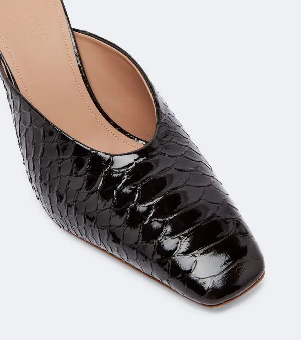 MALONE SOULIERS Rowe Croc-effect Patent Leather Mules - Brown
