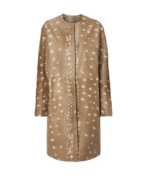 Loulou De Saison Liza Printed Leather Coat - Beige