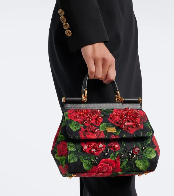 Dolce & Gabbana Sicily Small Embellished Floral Top-handle Bag