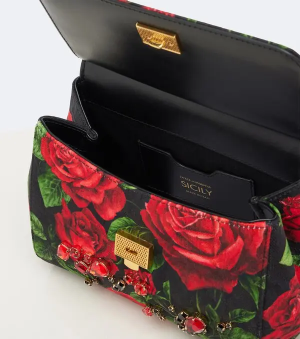 Dolce & Gabbana Sicily Small Embellished Floral Top-handle Bag