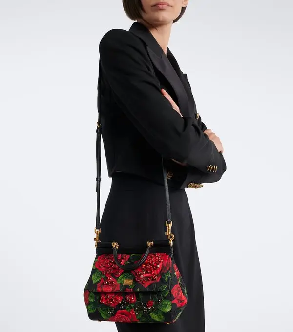 Dolce & Gabbana Sicily Small Embellished Floral Top-handle Bag