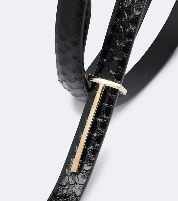 TOM FORD T Icon Croc-effect Leather Belt