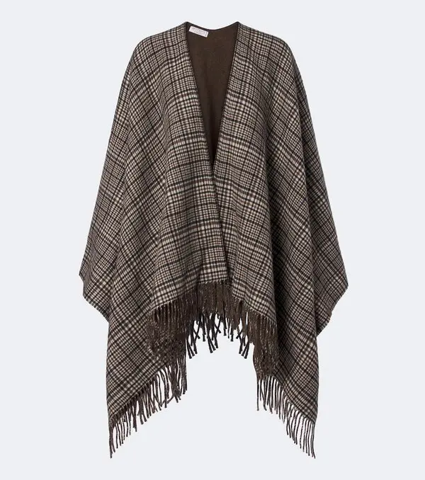 Brunello Cucinelli Checked Cashmere Poncho