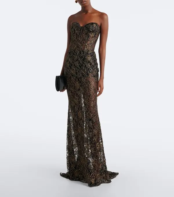 THE NEW ARRIVALS ILKYAZ OZEL Evelyne Lace Bustier Gown