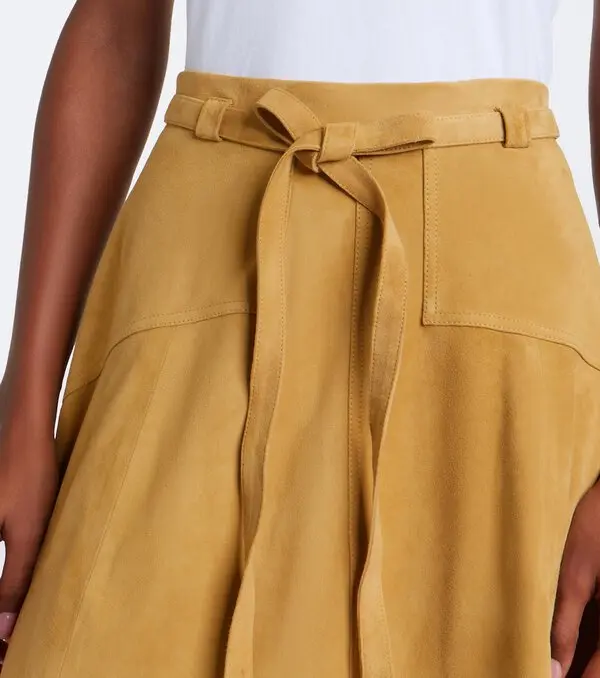 Polo Ralph Lauren Belted Suede Midi Skirt
