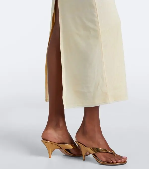 SIR. Printed Ruched Mesh Midi Dress