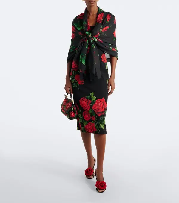 Dolce & Gabbana Floral-appliqué Slingback Sandals - Black