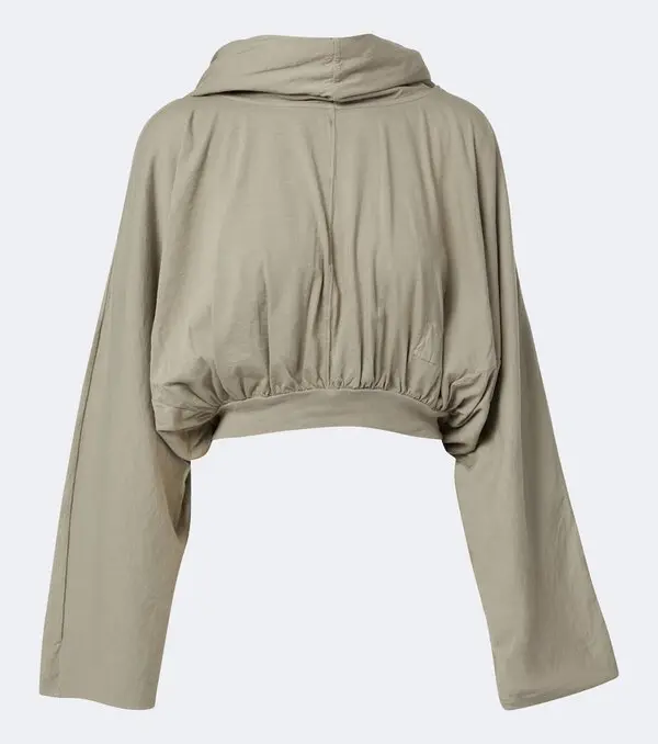 Rick Owens Cropped Cotton Jersey Hoodie