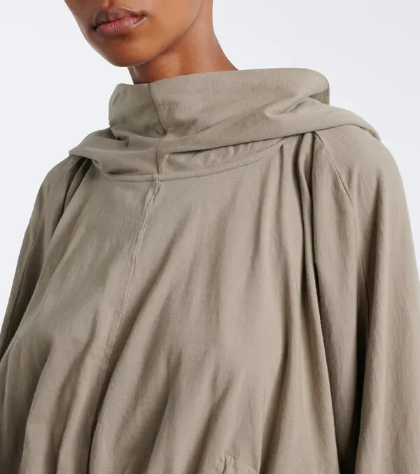 Rick Owens Cropped Cotton Jersey Hoodie