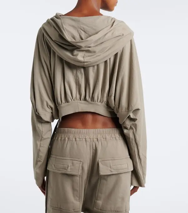 Rick Owens Cropped Cotton Jersey Hoodie