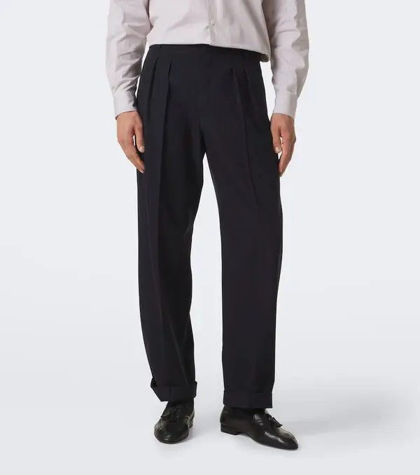 THE ROW Tavel Pleated Wool And Cashmere Straight Pants