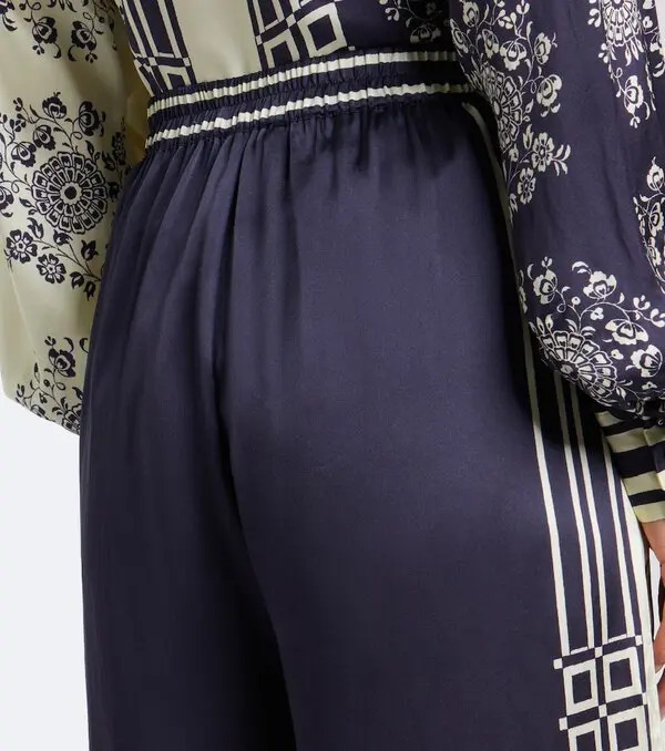 ALEMAIS Bandera Printed Silk Wide-leg Pants