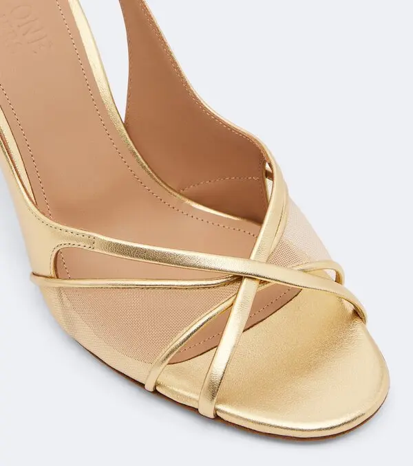 MALONE SOULIERS Petra Leather And Mesh Slingback Sandals