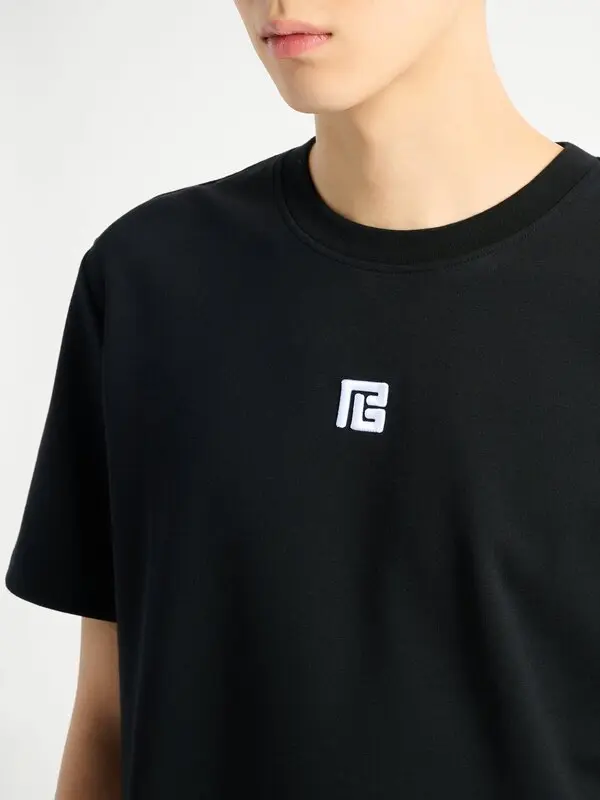 Balmain T-shirt With Embroidered Logo - Black