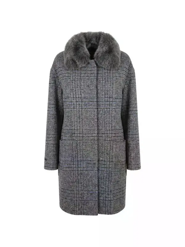 MANZONI 24 Checked Single-breasted Coat - Grey