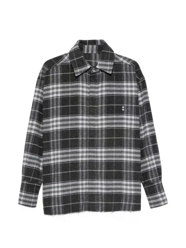 ICON DENIM LOS ANGELES Check-pattern Raw-cut Shirt - Grey