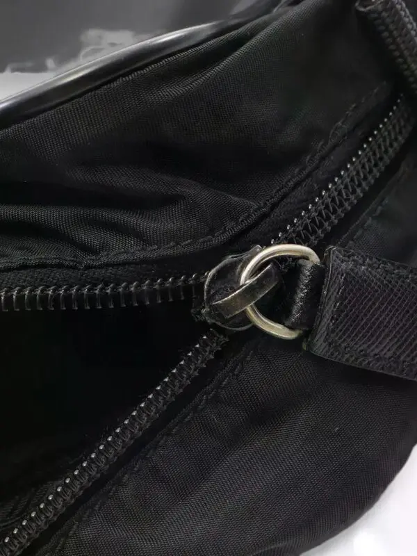 Prada 2000s Enamel Triangle Logo Shoulder Bag