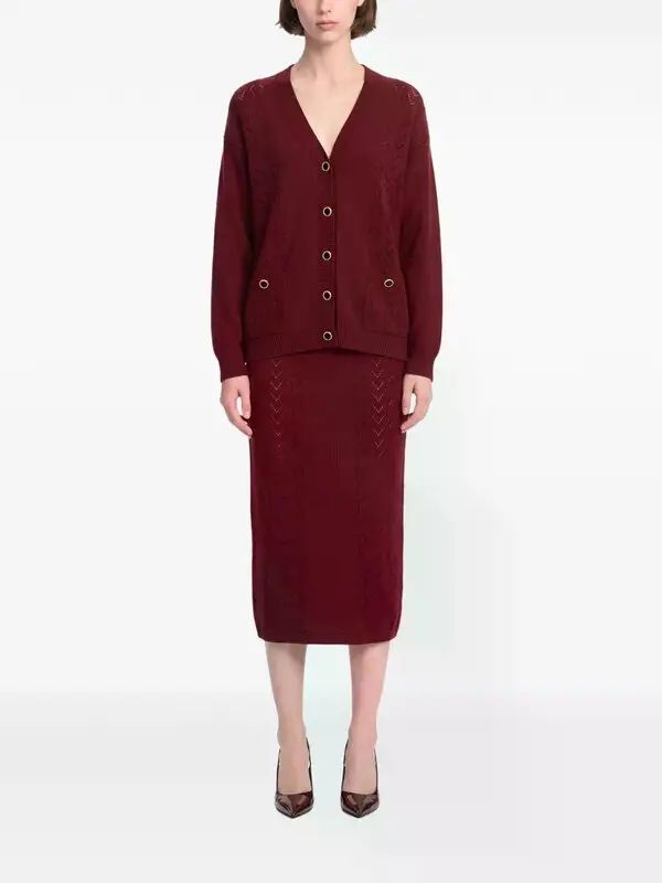 Alessandra Rich Pointelle Knit Midi Skirt