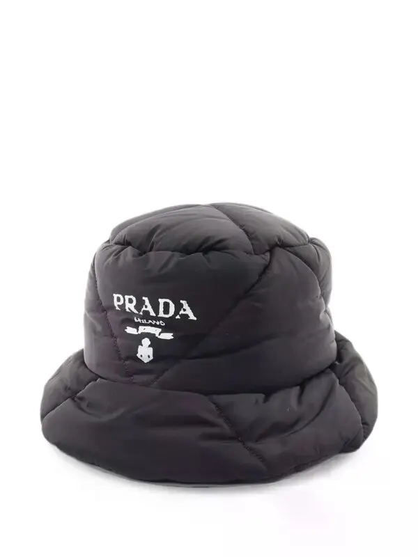 Prada 2010s Re-nylon Quilted Bucket Hat - Black