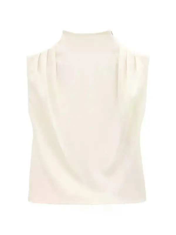 Ba&sh Hoda Pleated High-neck Sleeveless Blouse