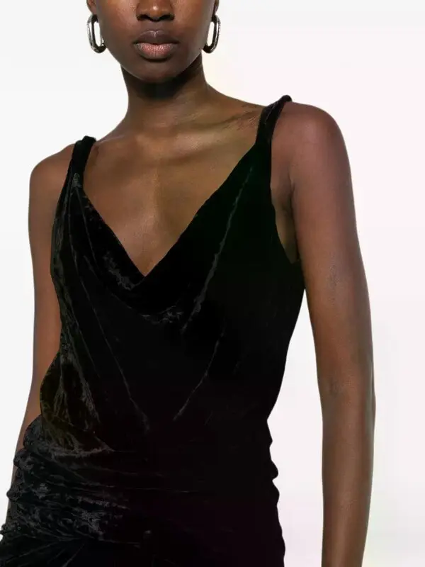 Rick Owens Draped Velvet Maxi Dress