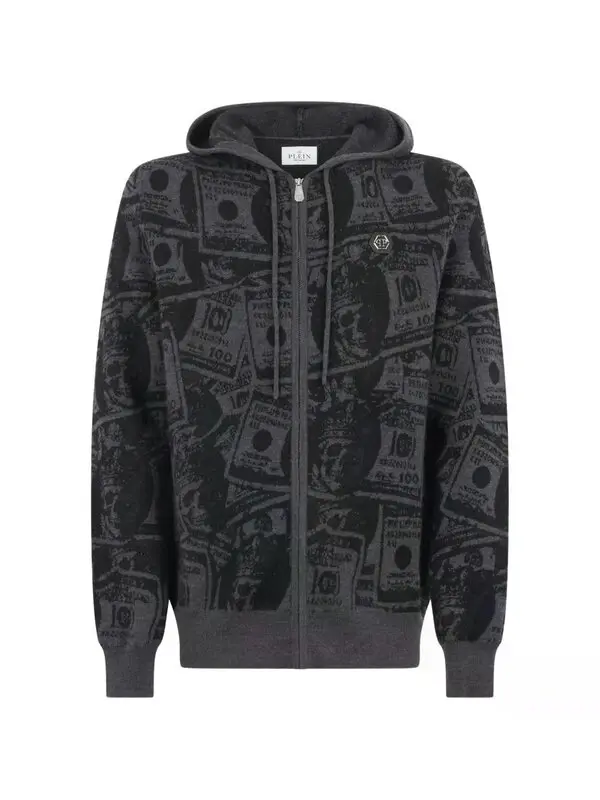 Philipp Plein Dollar Print Knitted Hoodie