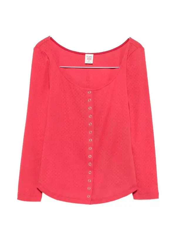 RE/DONE X Hanes Pointelle-knit Snap-button Top