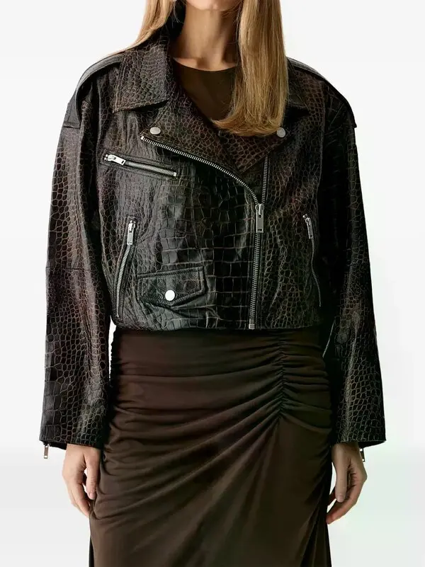 GESTUZ Croc-effect Leather Jacket