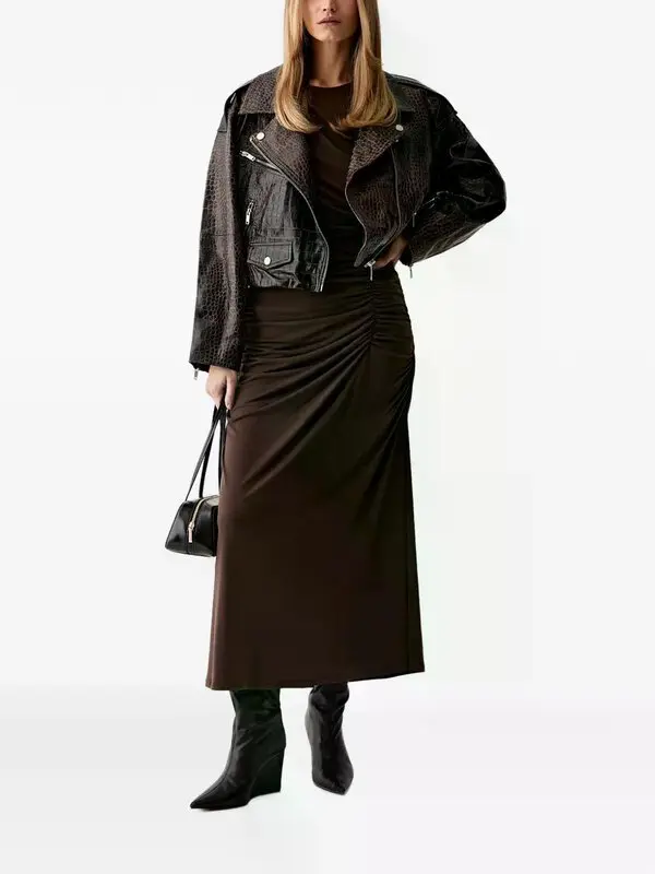 GESTUZ Croc-effect Leather Jacket