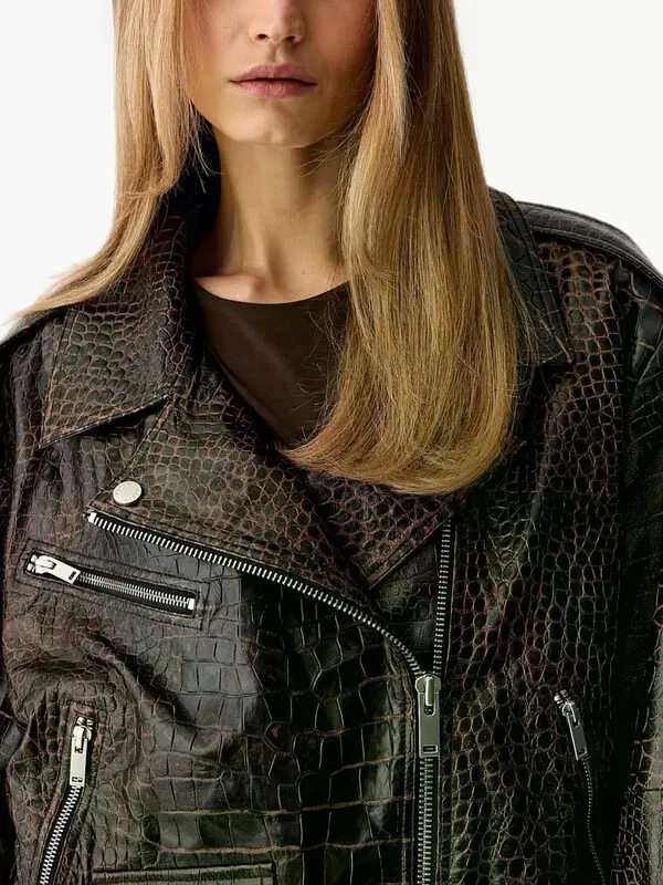 GESTUZ Croc-effect Leather Jacket