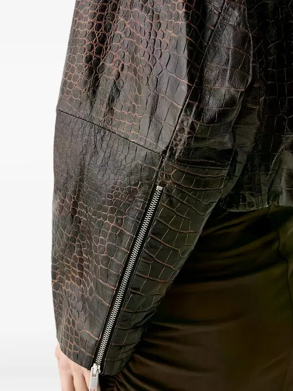 GESTUZ Croc-effect Leather Jacket