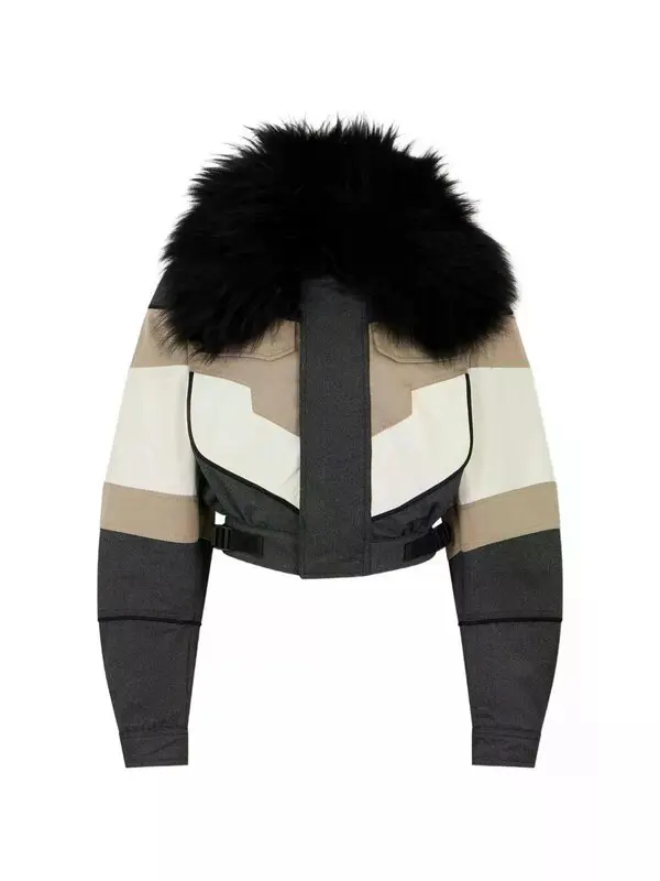 Dsquared2 Faux Fur Collar Color Block Ski Jacket - Grey