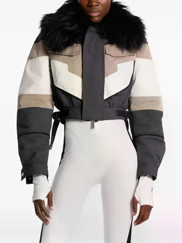 Dsquared2 Faux Fur Collar Color Block Ski Jacket - Grey
