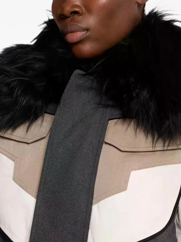 Dsquared2 Faux Fur Collar Color Block Ski Jacket - Grey