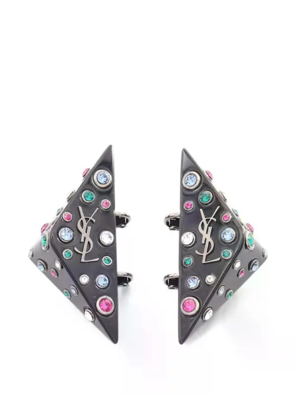 Saint Laurent 2010s Cassandre Triangle Earrings - Black