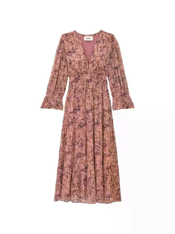 Ba&sh Aema Floral-print Tiered Flared Midi Dress