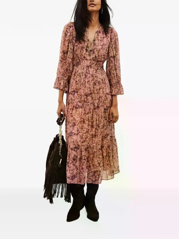Ba&sh Aema Floral-print Tiered Flared Midi Dress