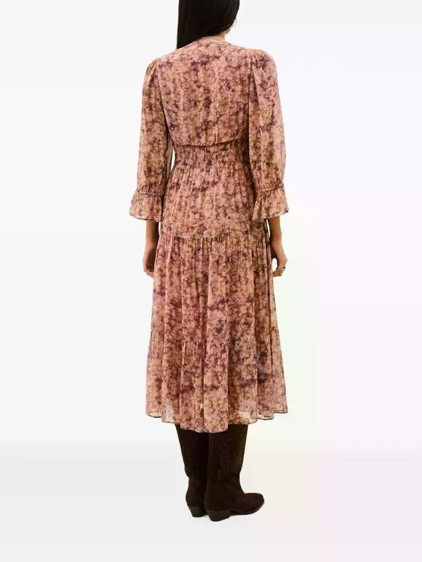 Ba&sh Aema Floral-print Tiered Flared Midi Dress