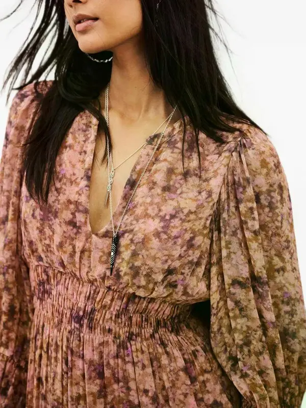 Ba&sh Aema Floral-print Tiered Flared Midi Dress
