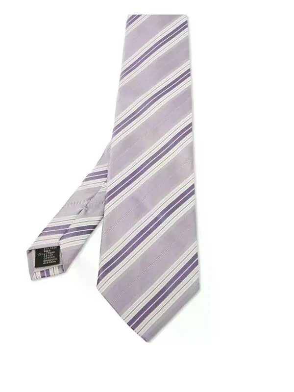 Ermenegildo Zegna Striped Silk Tie - Purple