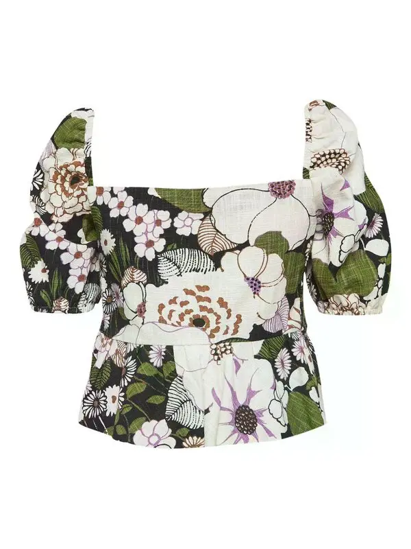 Maje Puff Sleeve Floral Blouse