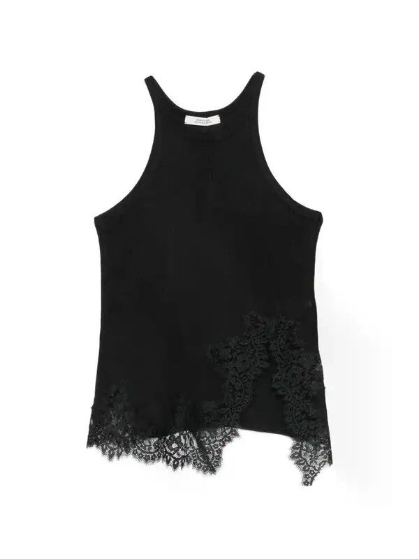 Dorothee Schumacher Lace-trimmed Ribbed Tank Top - Black