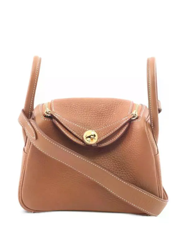Hermès Mini Lindy Shoulder Bag In Clemence Leather - Brown