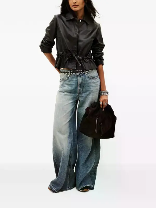 Ba&sh Leather Drawstring Waist Jacket - Black