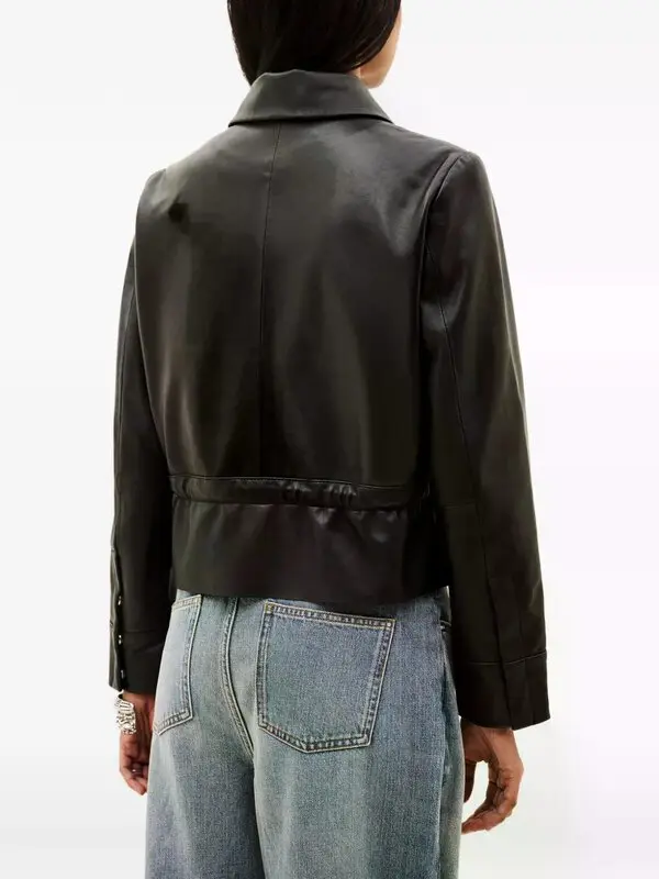 Ba&sh Leather Drawstring Waist Jacket - Black